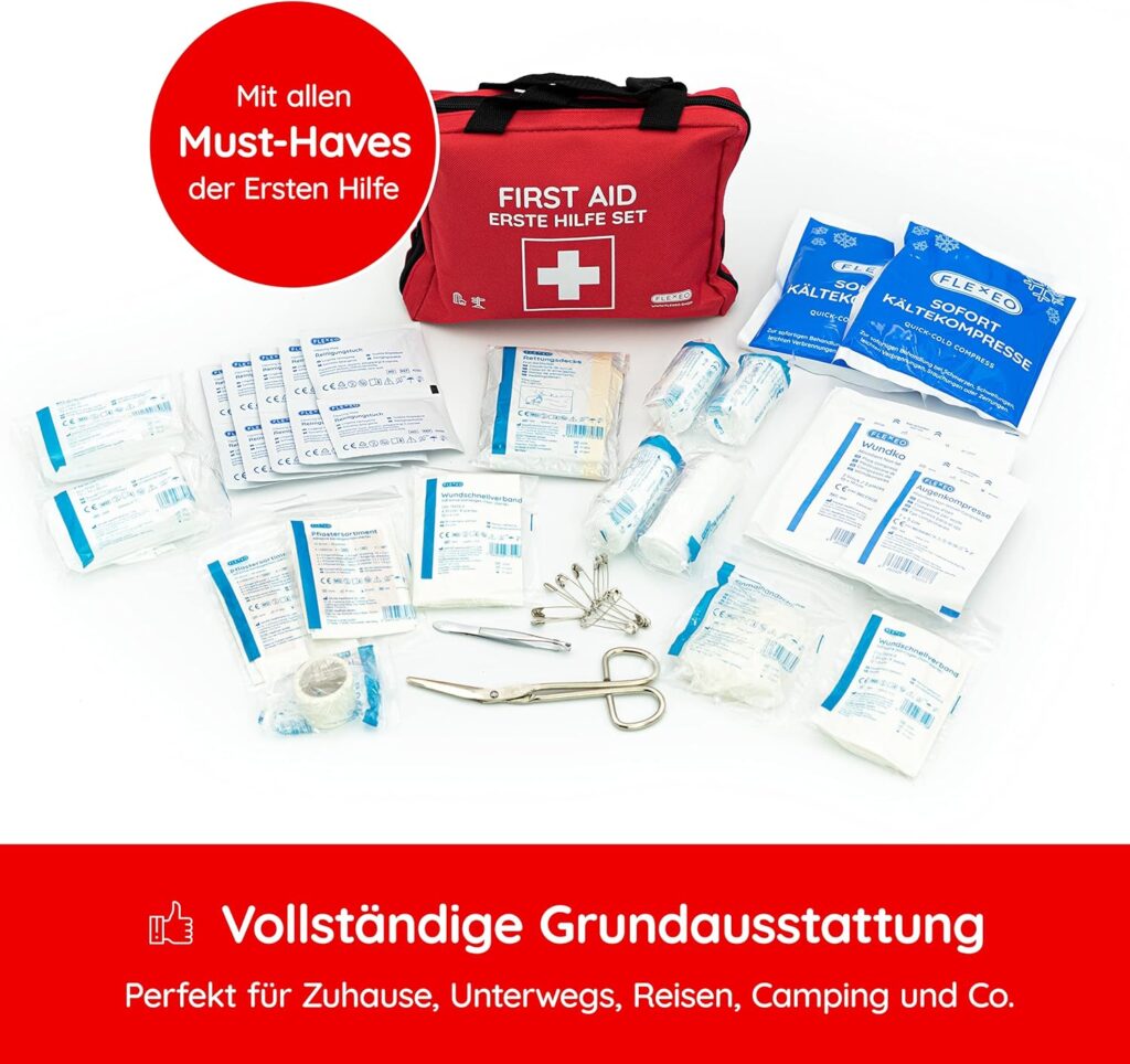 FLEXEO Erste Hilfe Set (103-teilig) Notfallset für Unterwegs